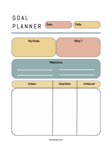 Free Printable Colorful Goal Planner Template